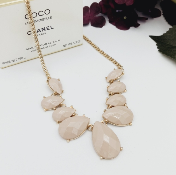 Jewelry | Gold Tone Light Tan Nude Multifaceted Teardrop Pendant ...